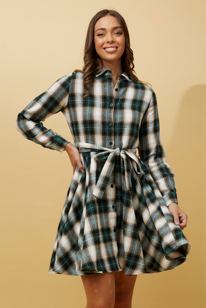 Long Sleeve Check Dress – Suki Boutique